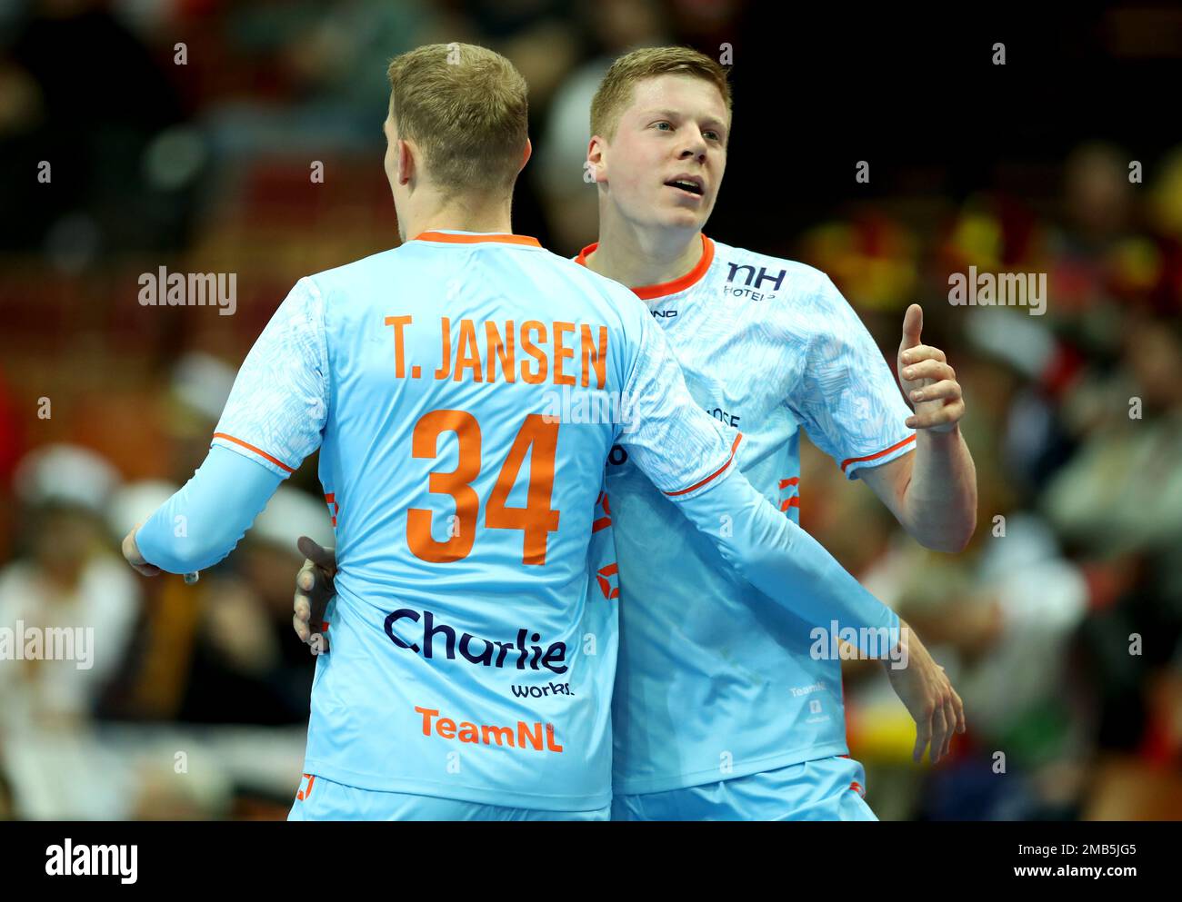 Niels Versteijnen of Netherlands , Tom Jansen of Netherlands Qatar vs Netherlands 28th IHF Men`s ...